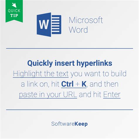 How To Quickly Insert Hyperlinks In Microsoft Word Words Microsoft