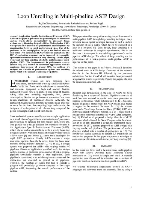 pdf loop unrolling for multi pipeline asips