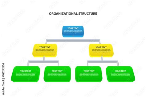 Organizational Structure Corporate Hierarchy Vector Infographic Template Stock Vector