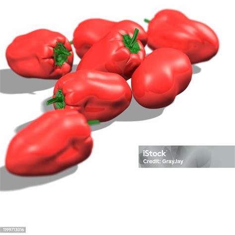 뜨거운 빨간 카이엔 고추 흰색 배경에 붉은 빛나는 고추입니다 유기농 야채 녹색 줄기 피사계 심도 3d 렌더링 건강한 생활방식에 대한 스톡 사진 및 기타 이미지 Istock