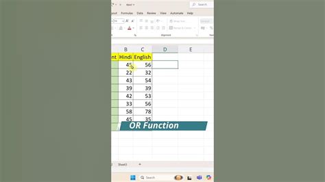 Or Function In Excel Or Function In Excel In Hindi Excel