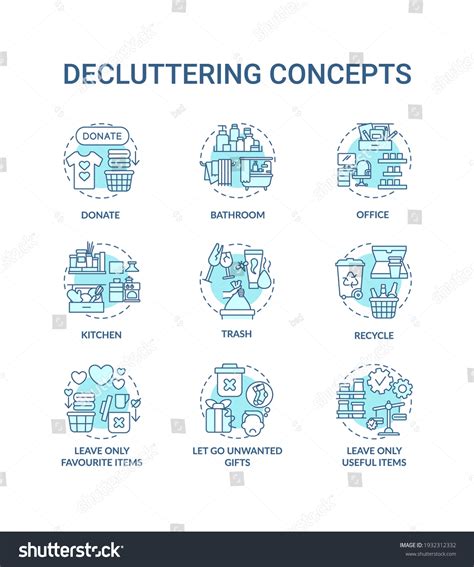 Decluttering Concept Icons Set Trash Recycling Stock Vector Royalty