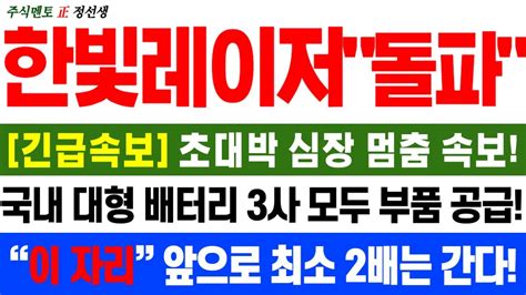 한빛레이저돌파 긴급속보 초대박 심장 멈춤 속보 국내 대형 배터리 3사 모두 부품 공급 이 자리 앞으로 최소 2배는 간다 Youtube