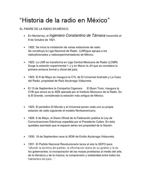 Historia De La Radio En México Pdf México Radio