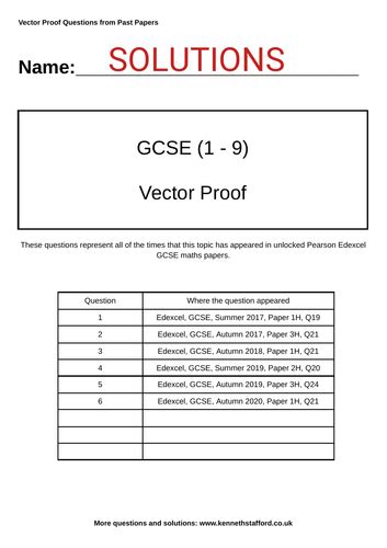 Vector Proof Gcse Maths Past Paper Questions Teaching Resources