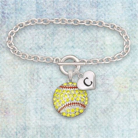 Custom Initial Softball Bracelet 54486 Softball Bracelet Custom Initials Bracelets