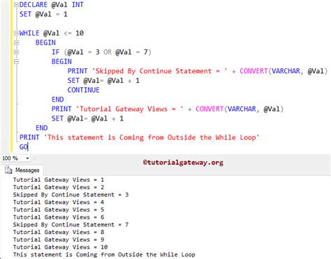 Sql Continue Statement