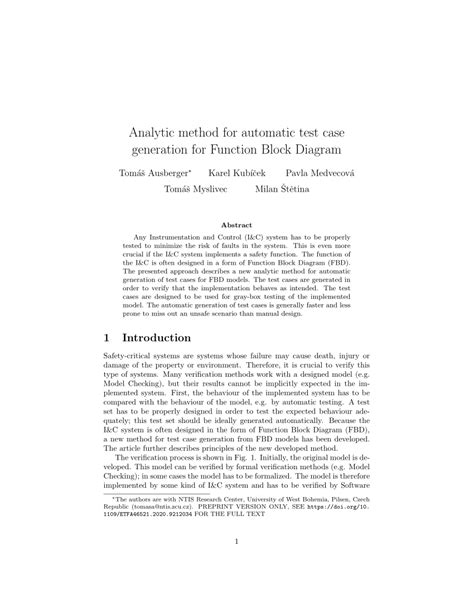 Pdf Analytic Method For Automatic Test Case Generation For Function Block Diagram