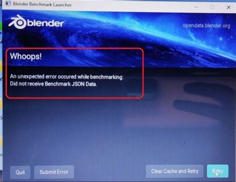 116574 Error Message Did Not Receive Benchmark Json Data Occurs