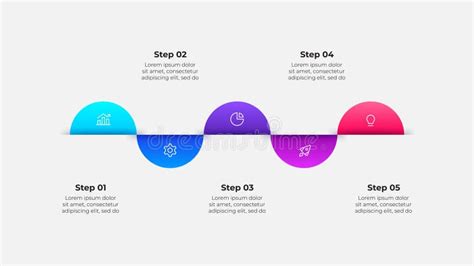 four semicircle elements placed in horizontal row concept of 4 steps