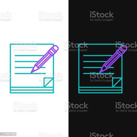 흰색과 검은색 배경에 분리된 지우개 아이콘이 있는 녹색및 보라색 라인 블랭크 노트북과 연필 종이와 연필 벡터 일러스트레이션 0명에 대한 스톡 벡터 아트 및 기타 이미지