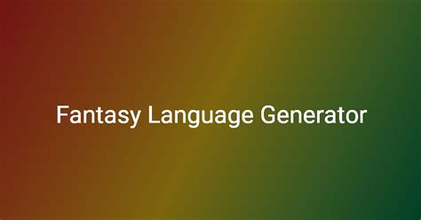 Fantasy Language Generator Appwizr