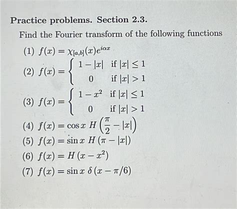 Solved Practice Problems Section 23find The Fourier