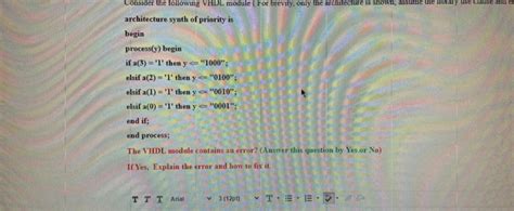 solved consider the following vhdl module for brevity only