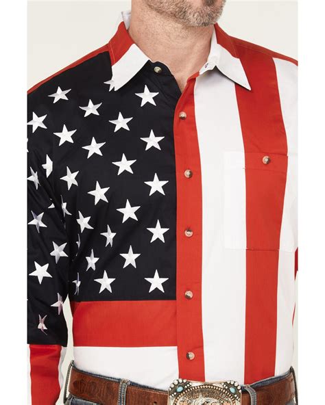 Rangewear By Scully Mens Patriotic American Flag Western Shirt Multi