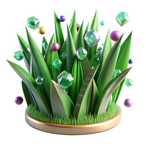 Elegant Classic Green Grass Blades Isolated With Realistic Texture High