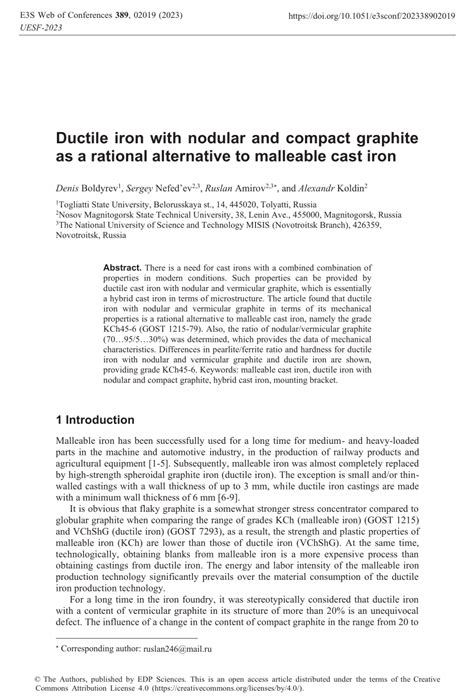 Pdf Ductile Iron With Nodular And Compact Graphite As A Rational Alternative To Malleable Cast