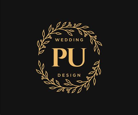 Pu Initials Letter Wedding Monogram Logos Collection Hand Drawn Modern Minimalistic And Floral