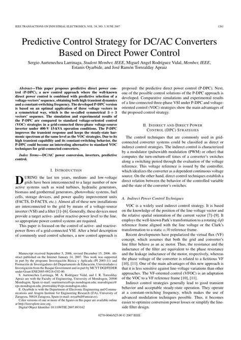 pdf predictive control strategy for dc ac converters based on direct