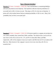 Baye S Theorem Worksheet Bayes Theorem Worksheet Exercise 1 E Book Example 1 Slide 128