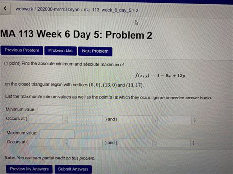 Solved Find The Absolute Minimum And Absolute Maximum