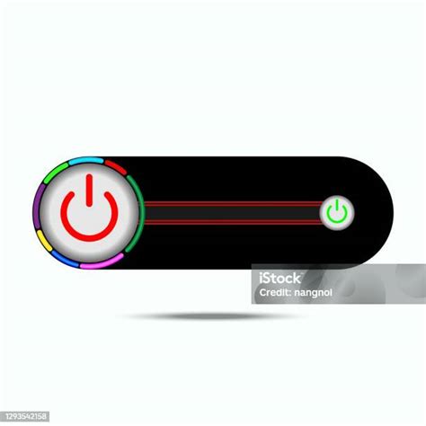 끄기 전환 토글 검은 배경에 빛나는 빨간색 네온 라이트 버튼 라운드 슬라이더 스타일의 전원 버튼 오프 버튼은 흰색 배경에 흰색
