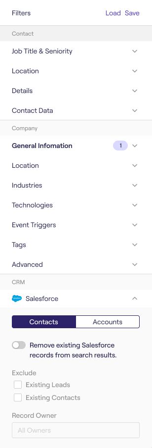 using salesforce filters in search cognism