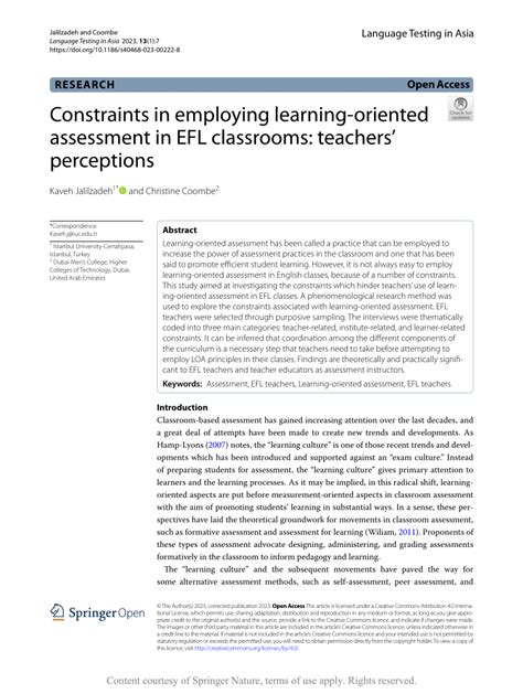 Pdf Constraints In Employing Learning Oriented Assessment In Efl