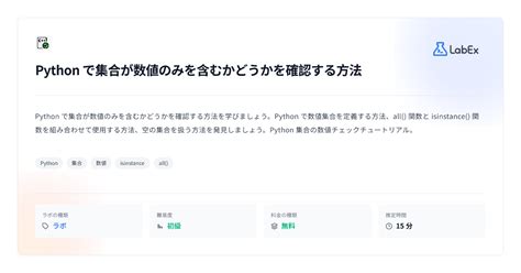 Python で集合が数値のみを含むかどうかを確認する方法 Labex