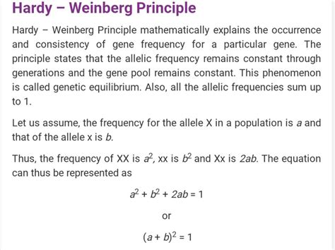 Hardy Weinberg Principlehardy Weinberg Principle Mathematically Expl
