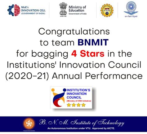 Bnm Institute Of Technology On Linkedin Bnmit Has Been Awarded 4 Stars By The Indian Innovation