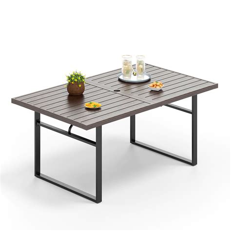 Phi Villa Patio Rectangle Patio Dining Table With U Shaped Legs