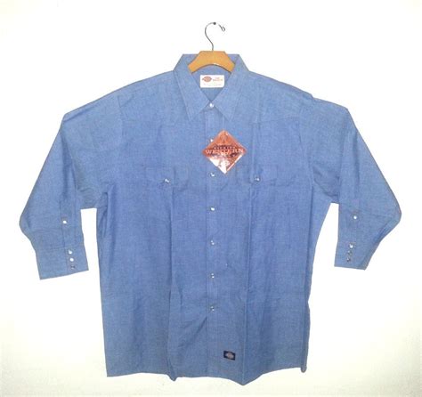 Vtg Dickies Chambray Western Work Shirt Mens Workwear 3xl