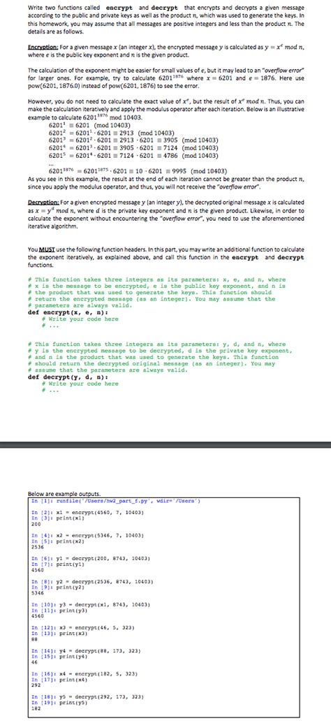 Solved Write Two Functions Called Encrypt And Decrypt That