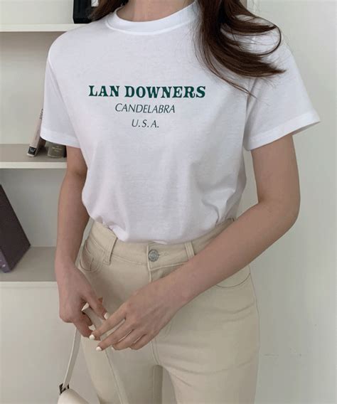 레터링 박시핏 스판 반팔 티셔츠 3color 다우너레터링티셔츠 에이블리