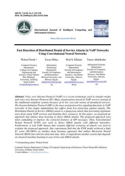 Pdf Fast Detection Of Distributed Denial Of Service Attacks In Voip