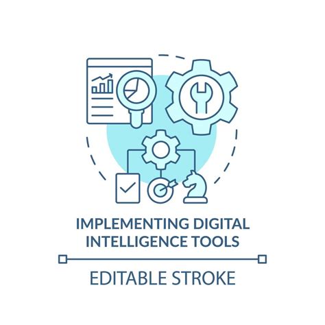 Implement Digital Intelligence Tools Turquoise Concept Icon Digital First Strategy Abstract