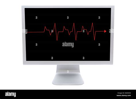 Computer Monitor With A Red Line Isolated On White Background Stock Photo Alamy