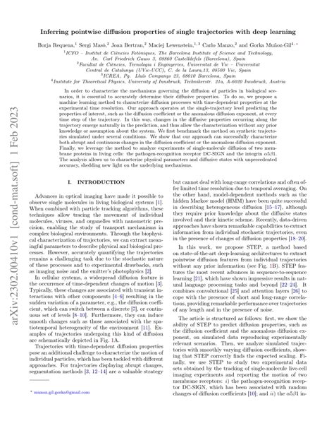 Pdf Inferring Pointwise Diffusion Properties Of Single Trajectories With Deep Learning