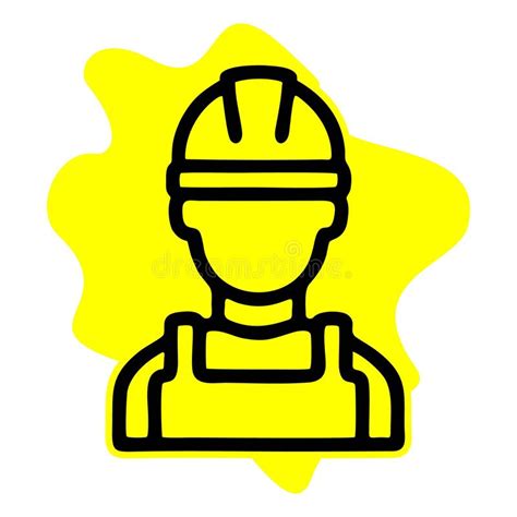 Builder Line Icon Engineer And Man Construction Worker Sign Stock Vector Illustration Of