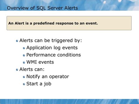 Ppt Module 15 Monitoring Sql Server 2008 R2 With Alerts And