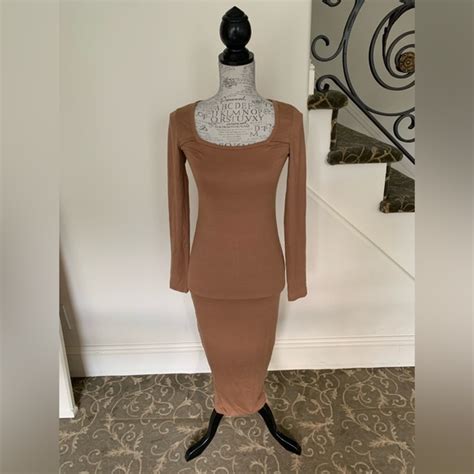 Missguided Dresses Nwt Missguided Size 4 Camel Basic Square Neck
