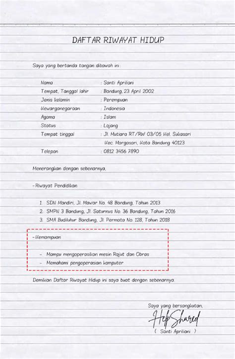 Contoh Cv Tulis Tangan Yang Baik Benar Serta Cara Membuatnya
