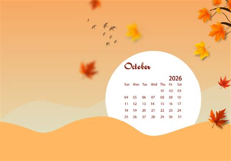 October 2026 Wallpaper Calendar