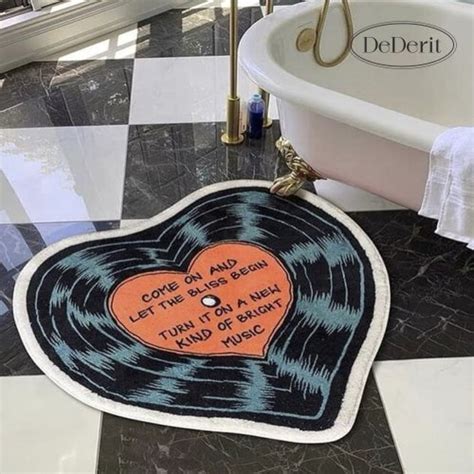 데데리트 빈티지 레트로 하트 Lp 모양 러그 위시버킷