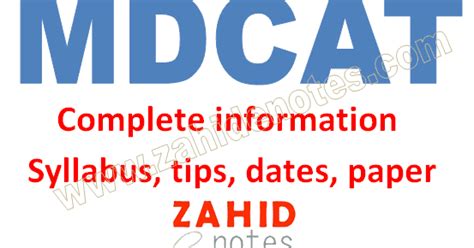 Mdcat 2023 Paper Pattern Syllabus Date Tips Zahid Notes