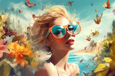 Premium Ai Image Woman Summer Vacation Crown Generate Ai