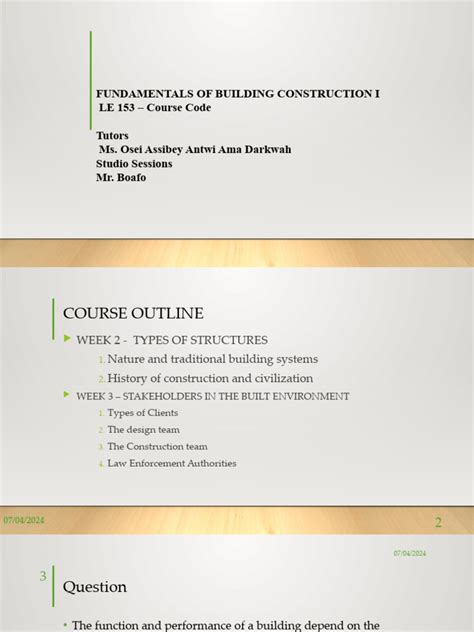 Fundamentals Of Building Construction I Lec 2 Pdf General Contractor Building