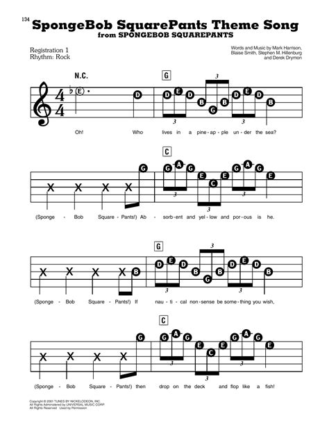 Spongebob Squarepants Theme Song By Steve Hillenburg Sheet Music For E Z Play Today At Sheet