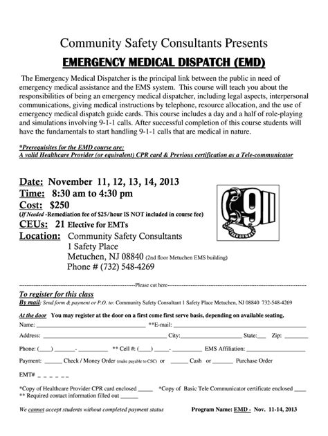 Fillable Online Emergency Medical Dispatch Emd Fax Email Print Pdffiller